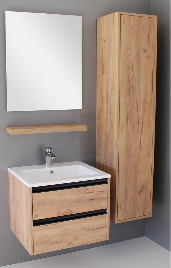 KRIS BAZA VISEĆA 2 LADICE 80 CM S UMIVAONIKOM IVERAL – HRAST CRAFT GOLD ...