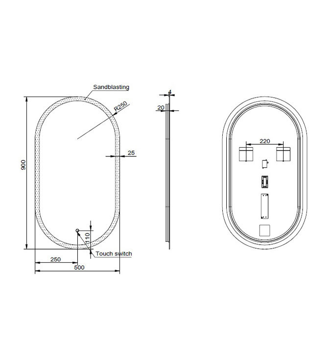 Ogledalo MINOTTI 500×900 s LED rasvijetom – Vitos Webshop