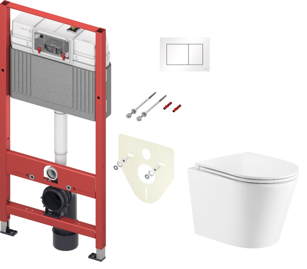 TECE SET ugradbeni vodokotlić sa bijelom tipkom 9400413 + Armal wc školjka LINEARE sa s.c daskom ...
