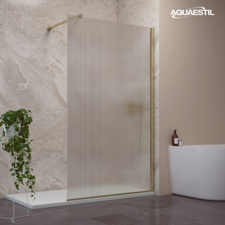 Aquaestil Tuš stijena Zenith wall 100, zlatna/rebrasto – Vitos Webshop